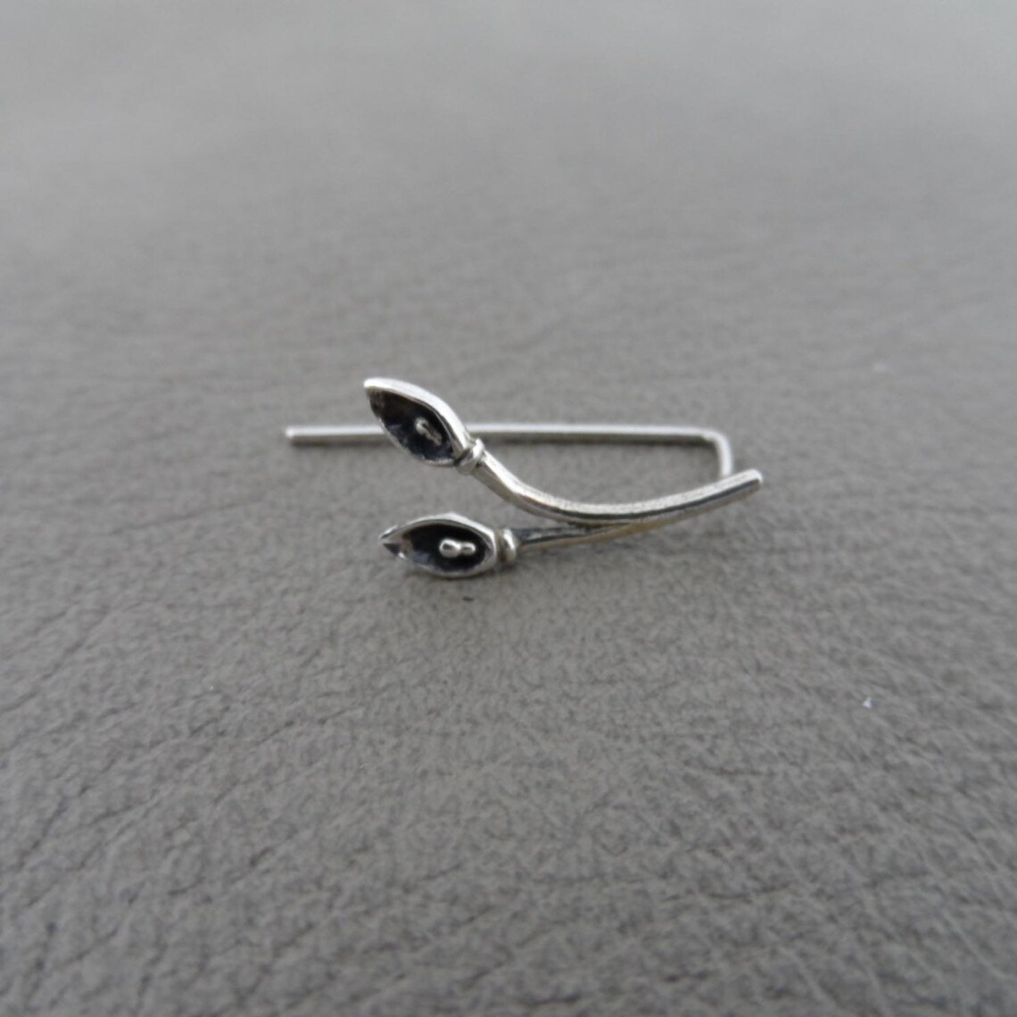 Calla Lily Ear Climber in Sterling Silver, Silver Ear Climbers, Silver ...