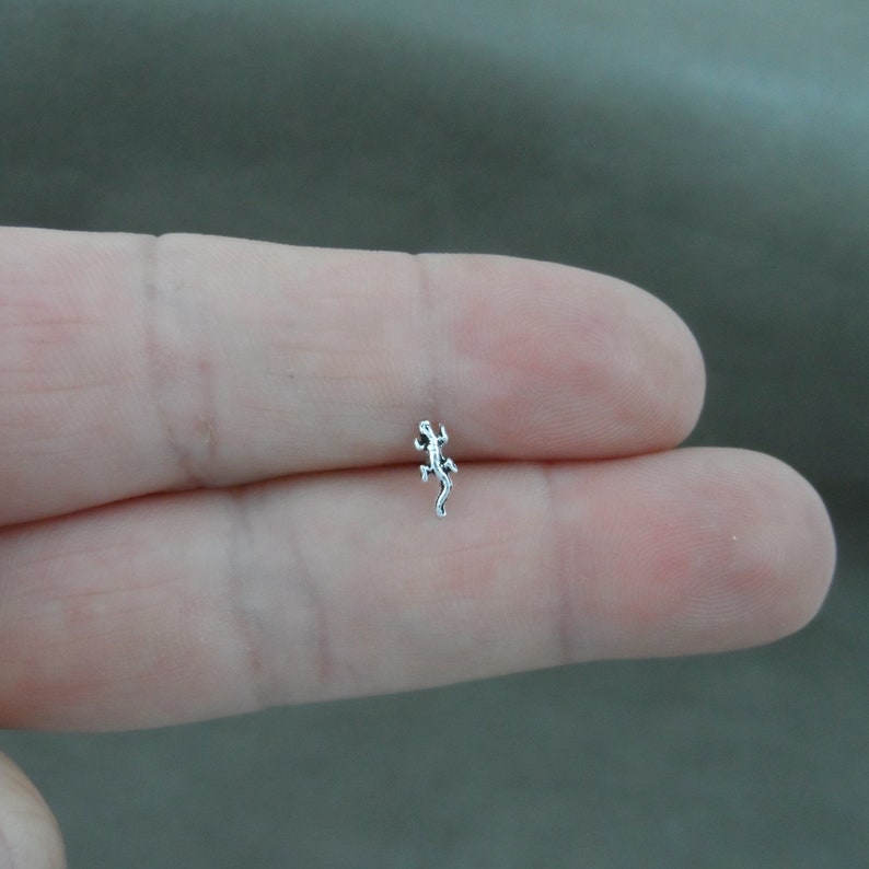 Tiny Lizard Nose Stud in Sterling Silver Lizard Nose Stud - Etsy