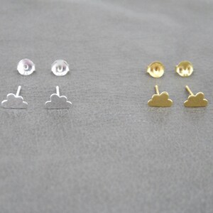 Tiny Cloud Earrings in Sterling Silver, Cloud Earrings, Silver Cloud Studs, Cartilage Studs ...