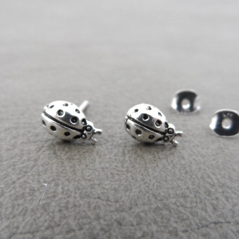 Lady Bug Sterling Silver Stud Earrings Lady Bug Earrings - Etsy
