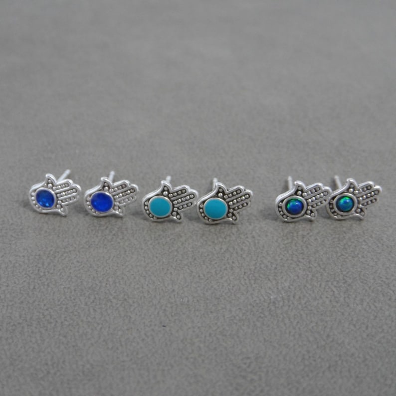 Hamsa Stud Earrings in Sterling Silver Tiny Hamsa Earrings - Etsy