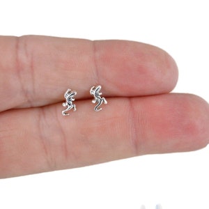 Tiny Lizard Earrings in Sterling Silver, Gecko Studs, Silver Lizard Stud, Multiple Piercings ...