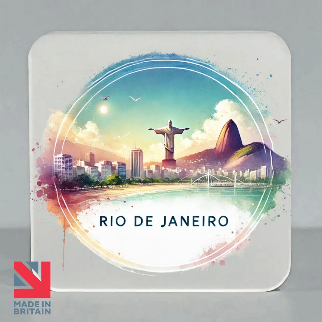 Rio De Janeiro Fridge Magnet 6x6cm – Handmade UK, Watercolour Acrylic ...