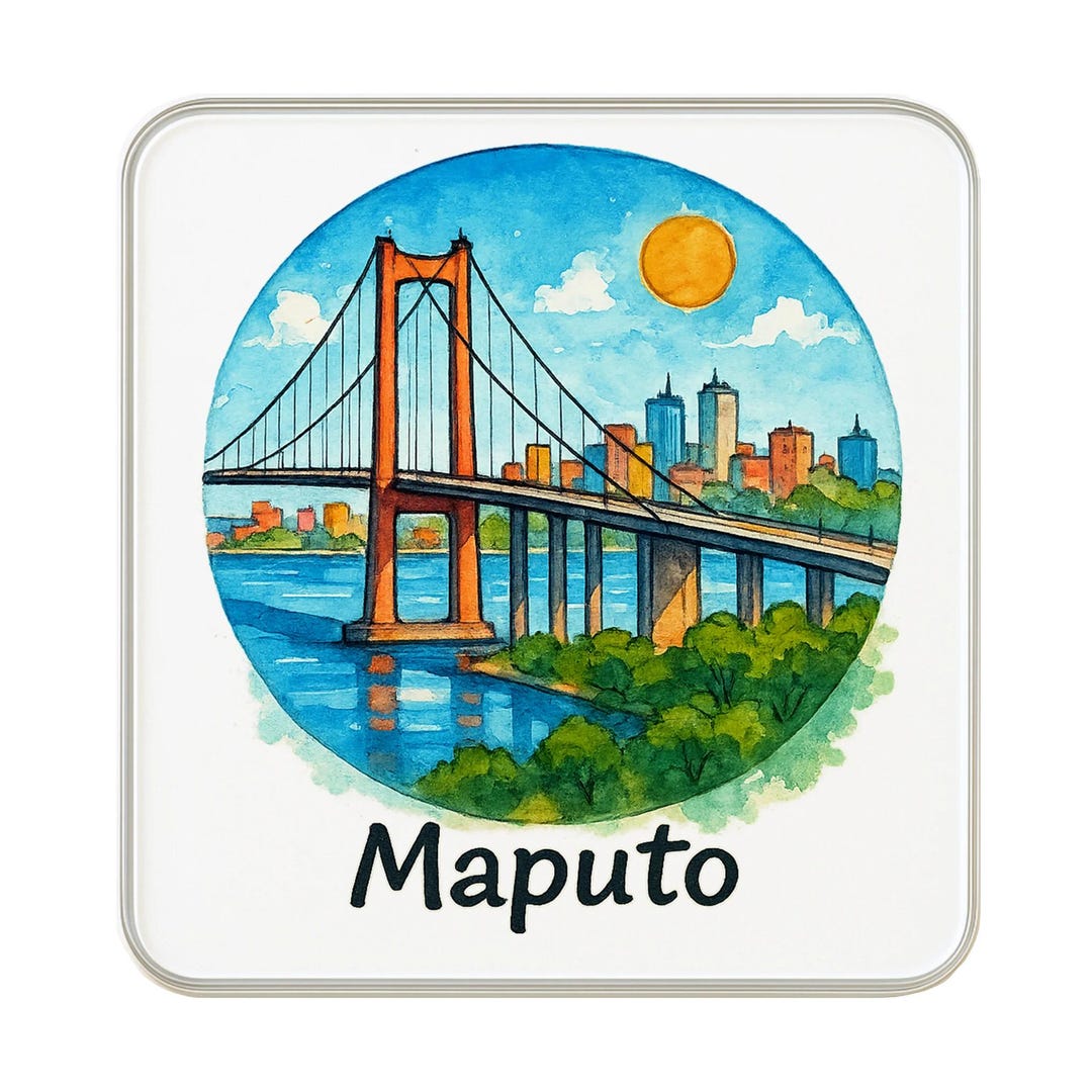 Maputo, Mozambique Fridge Magnet: Cute Large Handmade Travel Souvenir ...