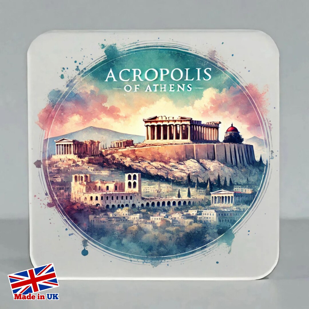 Acropolis of Athens Fridge Magnet 6x6cm – Handmade UK, Watercolour ...