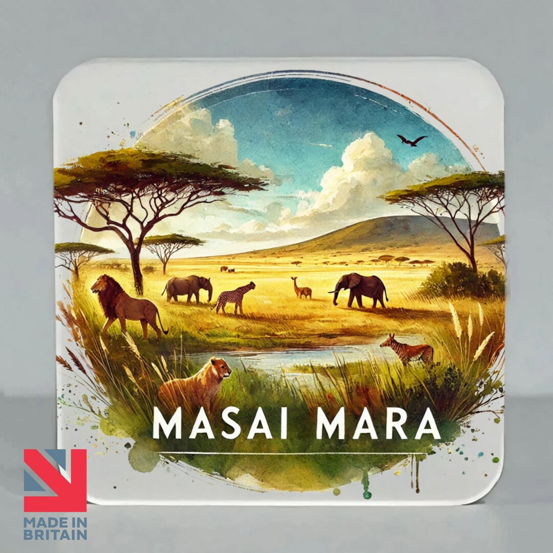 Masai Mara Fridge Magnet 6x6cm – Handmade UK, Watercolour Acrylic ...