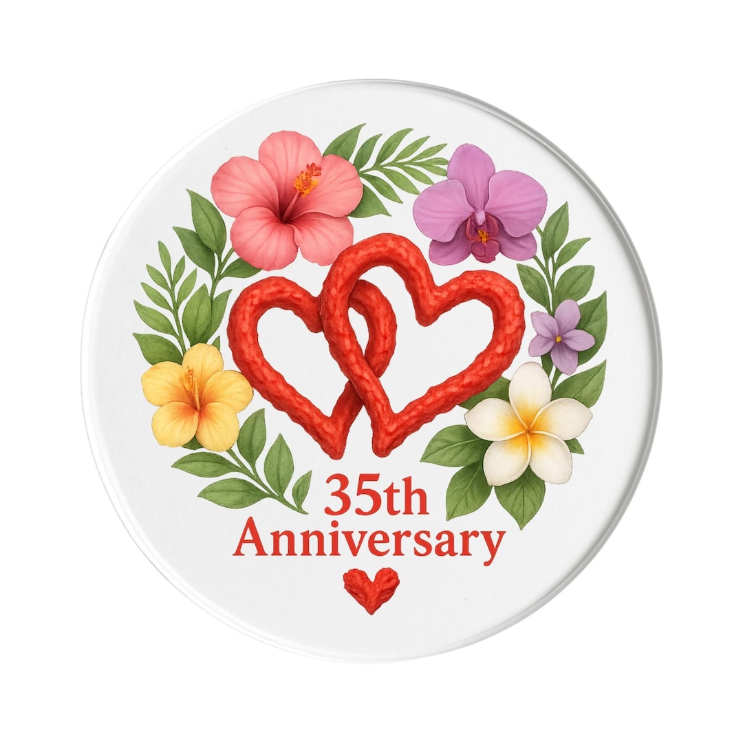 35th Wedding Anniversary, Coral Jade Theme Fridge Magnet: Cute Handmade ...