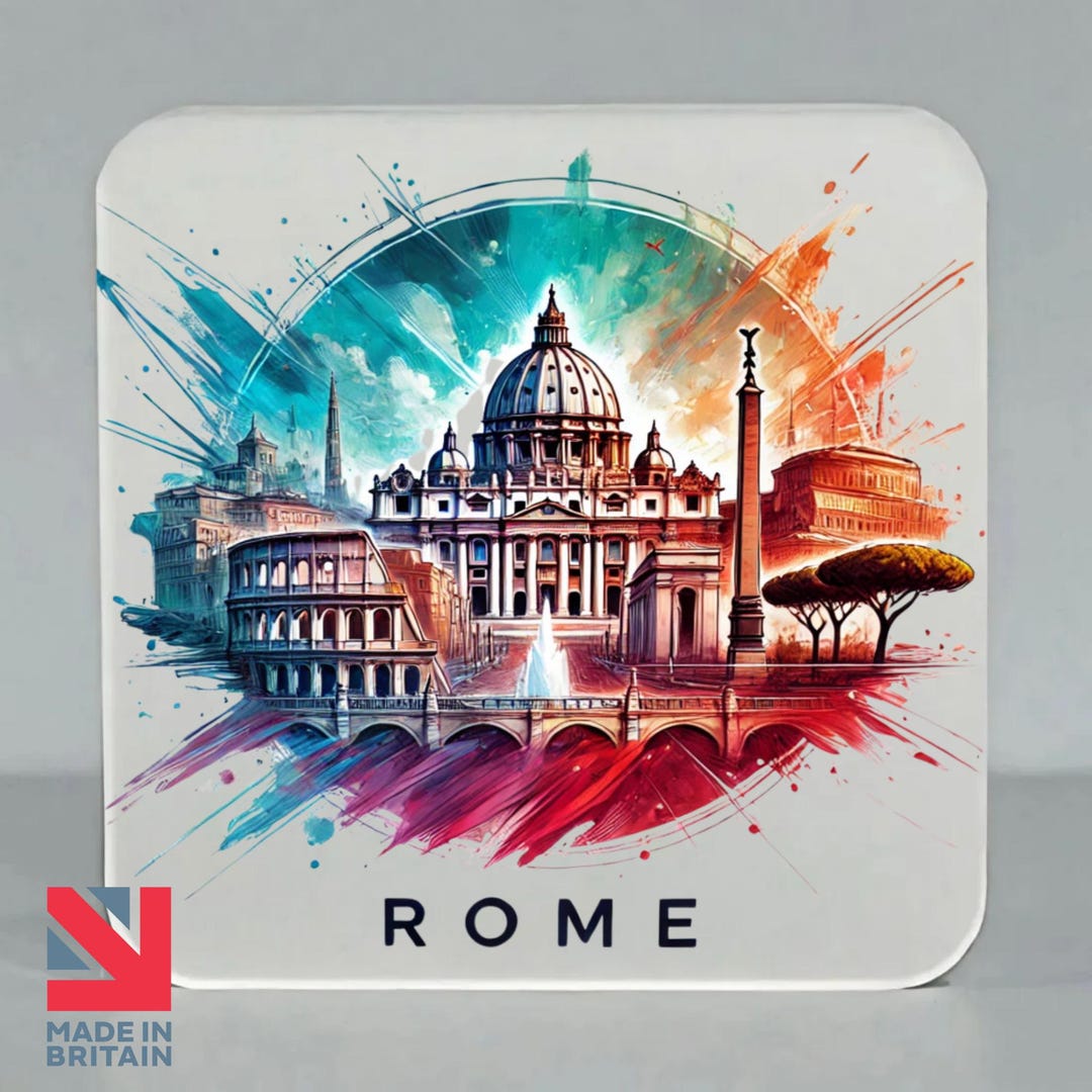 Rome Fridge Magnet 6x6cm – Handmade UK, Watercolour Acrylic, Italy ...