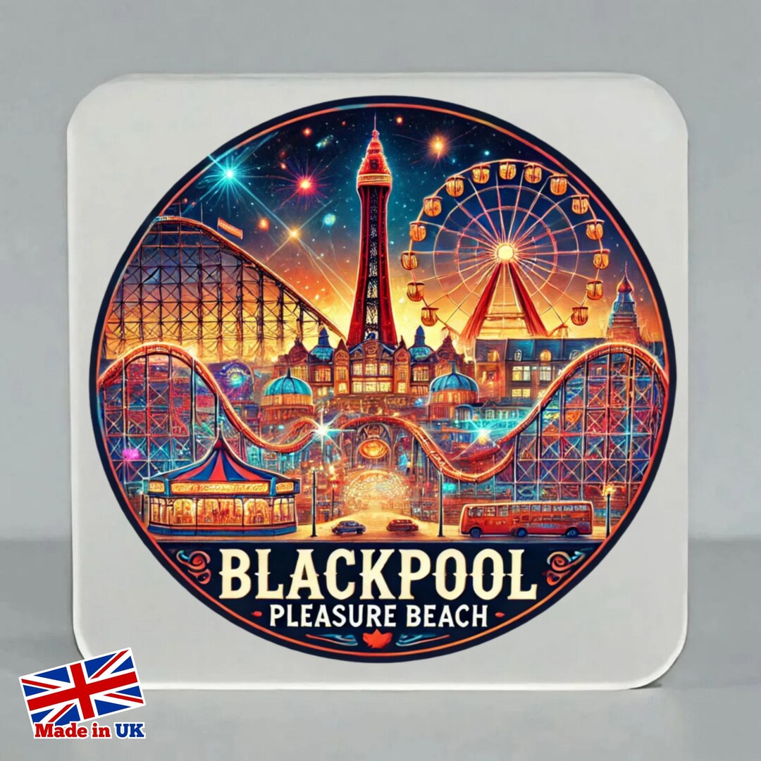 Blackpool Pleasure Beach Fridge Magnet 6x6cm – Handmade UK, Watercolour ...