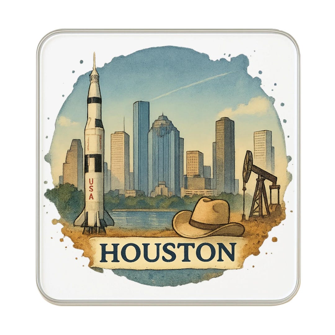 Houston, USA Fridge Magnet: Cute Large Handmade Travel Souvenir Gift - Etsy