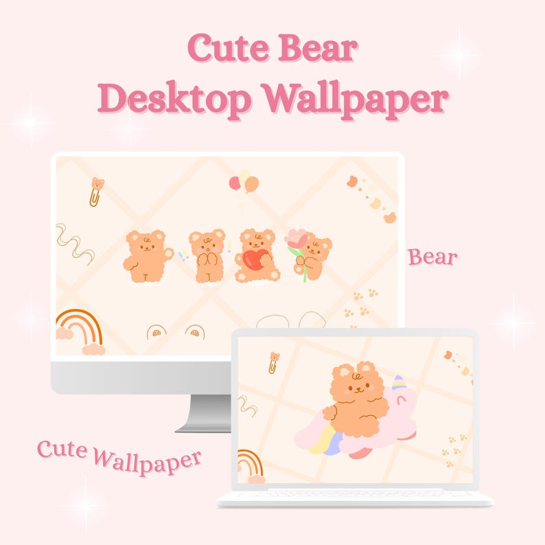 Cute Bear Desktop Wallpaper HD | Adorable Aesthetic Background | Laptop ...