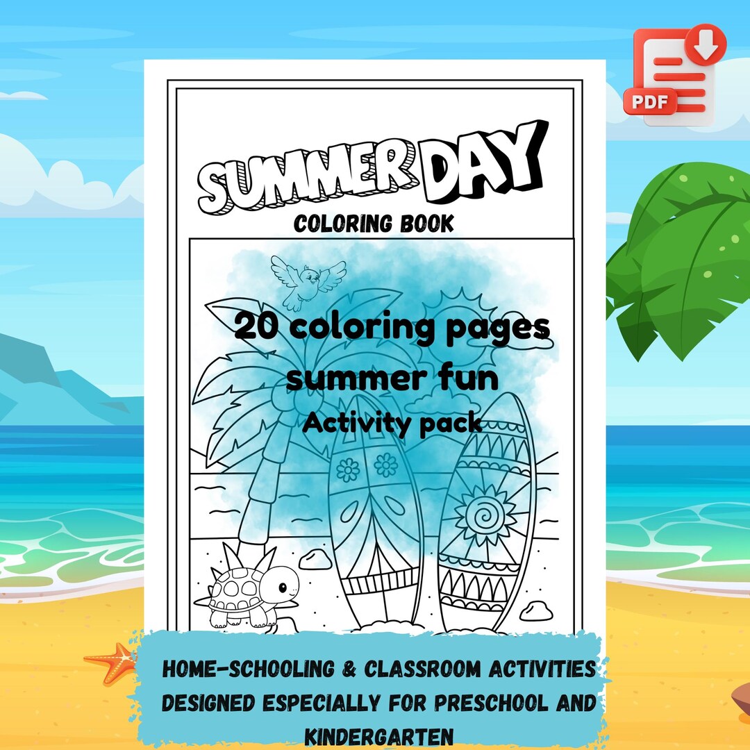 Summer Activity Pack Printable | Coloring, Tracing and Writing ...