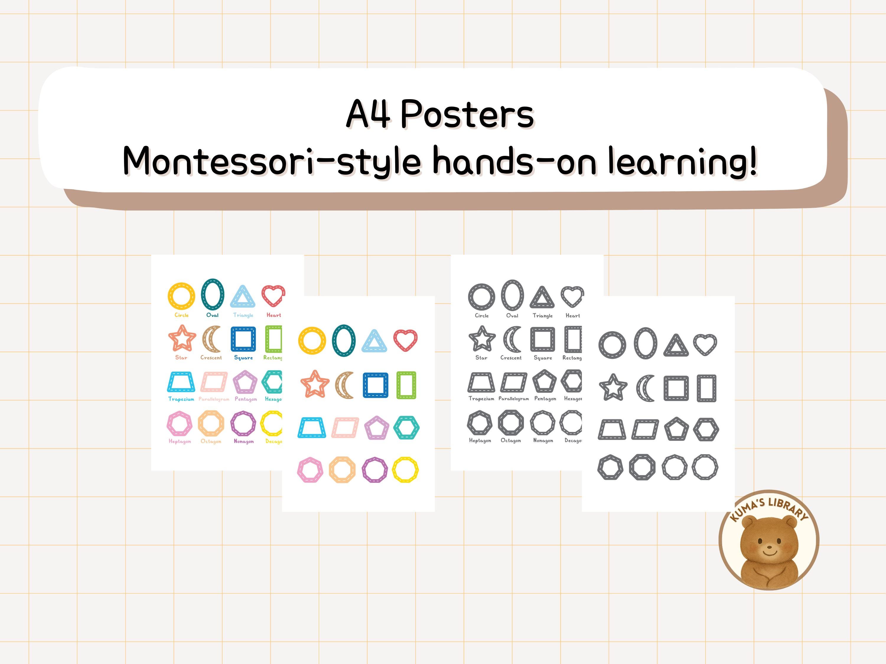 Printable 16 Shapes Tracing Set | Road Mats + Flash Cards + Posters ...