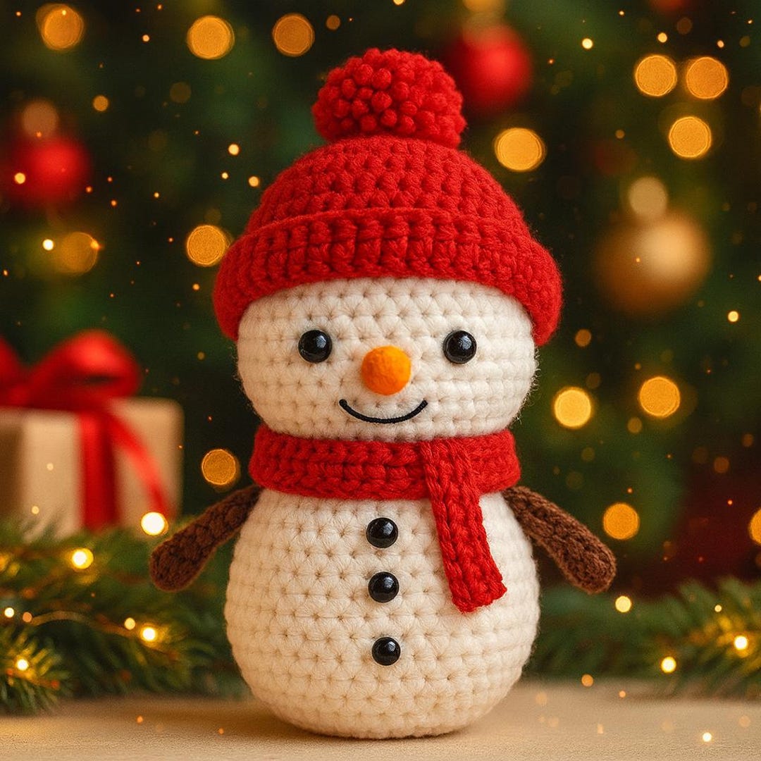 Snow Man Amigurumi Crochet Pattern – Plush Christmas Shelf Sitter Toy ...