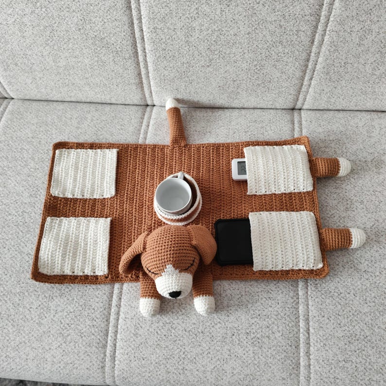 Crochet Dog Armrest Organizer Pattern With Cup Holder (PDF) Amigurumi ...