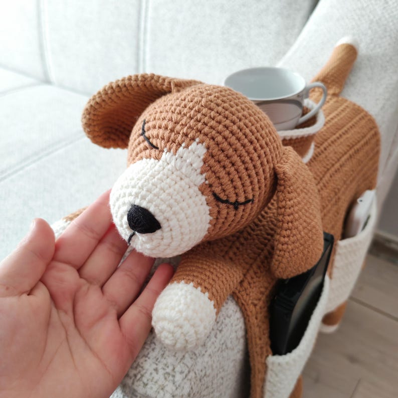 Crochet Dog Armrest Organizer Pattern With Cup Holder (PDF) Amigurumi ...