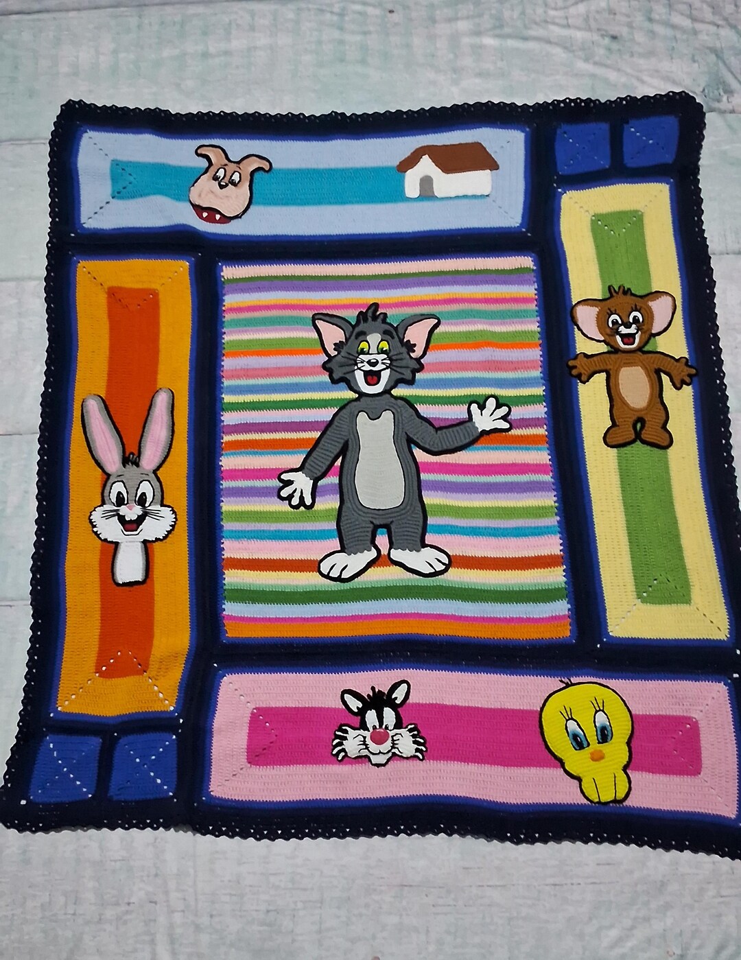 Handmade Crochet Baby Blanket - Tom and Jerry Blanket Z Colorful ...