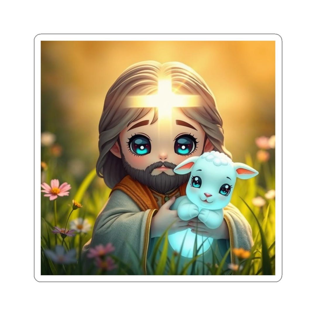 Cute Kawaii Jesus and Lamb Stickers, Christian Gift for Laptops ...
