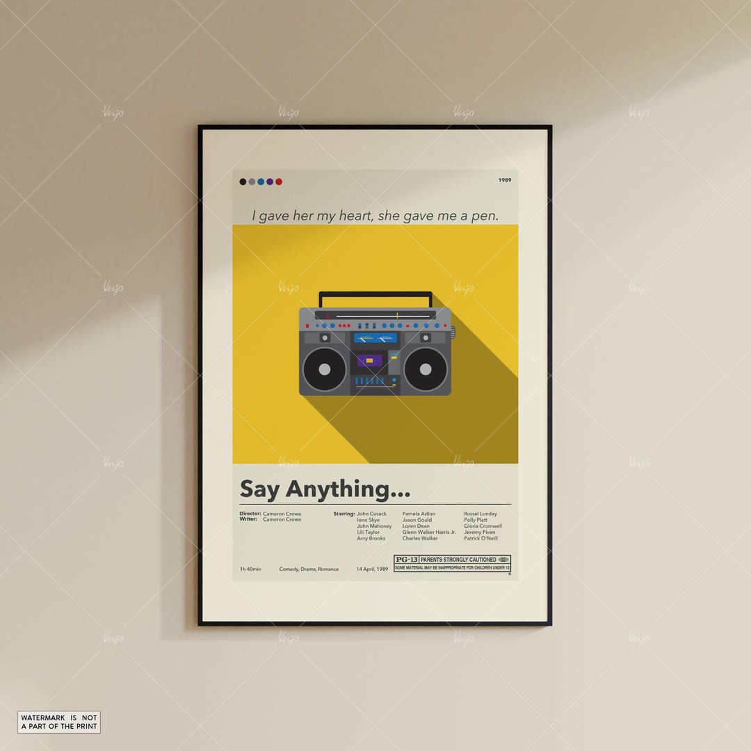 Say Anything Poster | Cameron Crowe | Minimalist Movie Poster | Custom ...