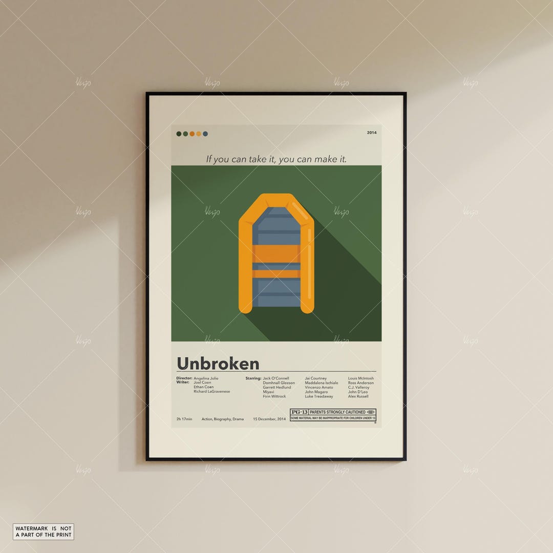 Unbroken Poster | Angelina Jolie | Minimalist Movie Poster | Custom ...