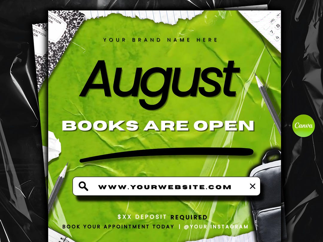 August Booking Flyer, August Flyer - Etsy