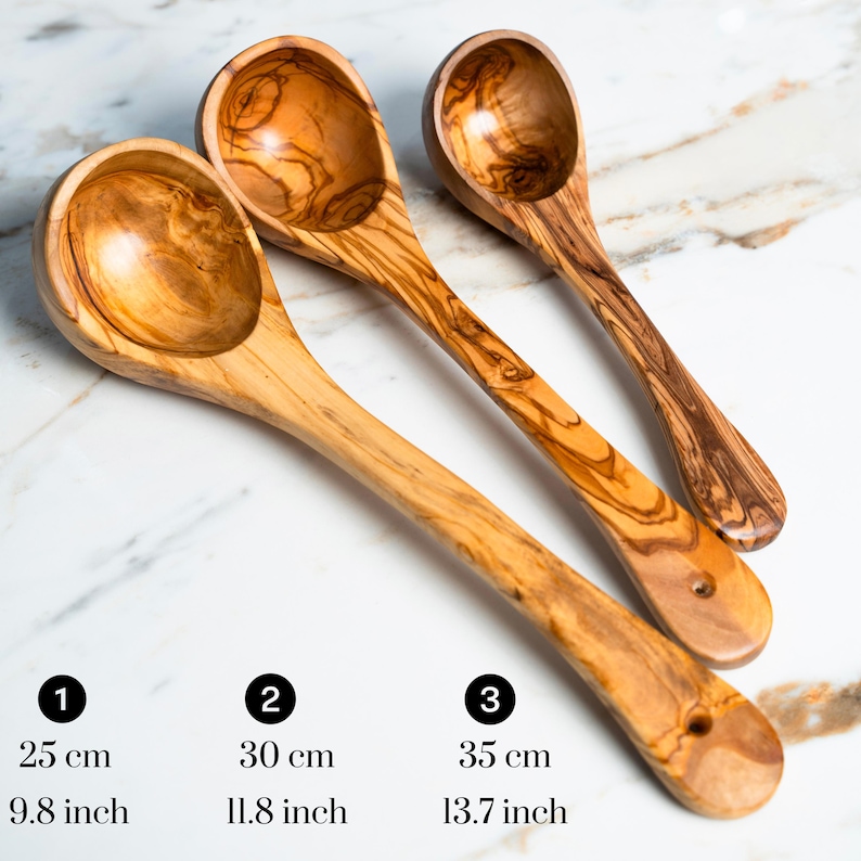 Olive Wood Ladle – Handmade Wooden Cooking Ladle Luxury – Rustic ...