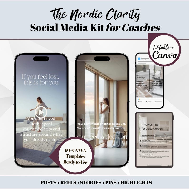 Coach Social Media Kit Canva Templates | Instagram Posts, Reels ...