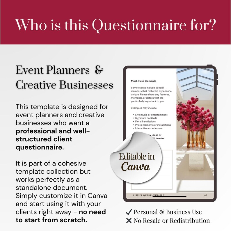 Event Planner Client Questionnaire Canva Template | Client Intake ...