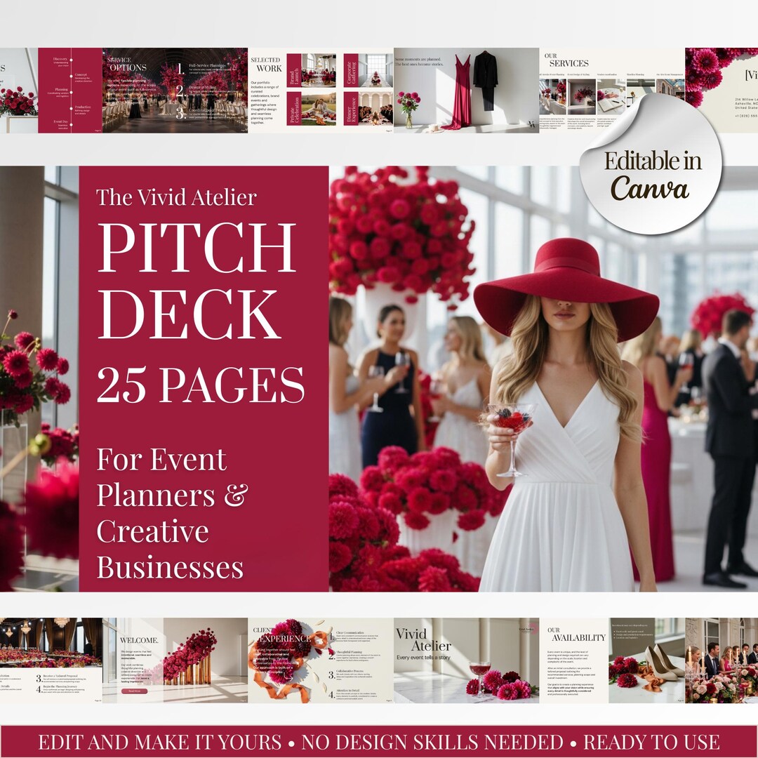 Event Planner Pitch Deck Canva Template | Creative Business ...