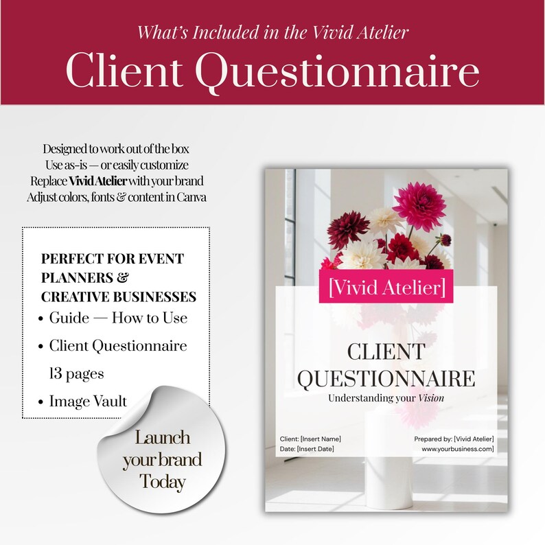 Event Planner Client Questionnaire Canva Template | Client Intake ...