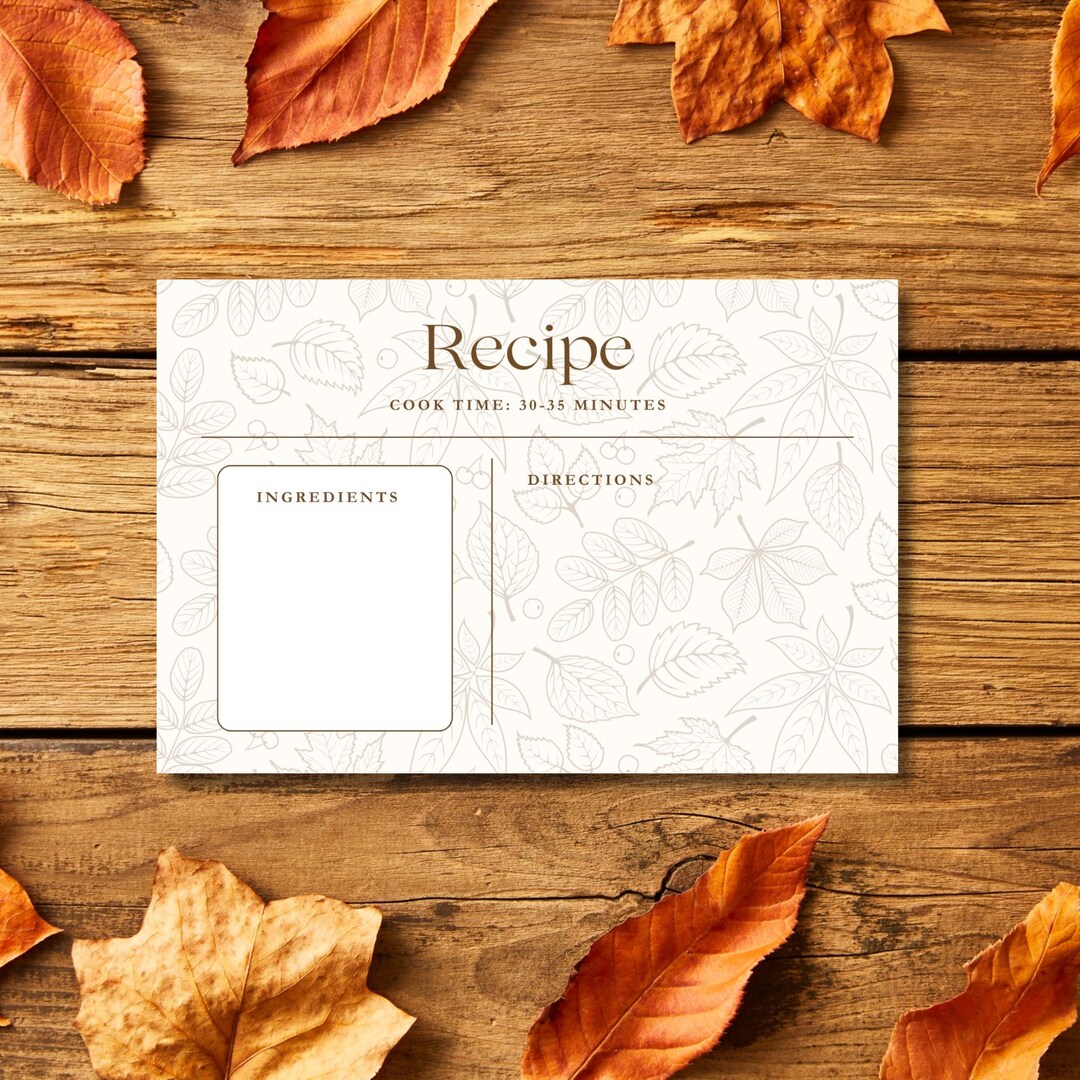 Editable Fall Recipe Card Template: Canva Digital Download - Etsy España