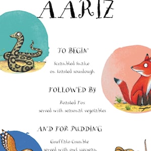 Gruffalo Themed Menu Card - Editable File - Etsy