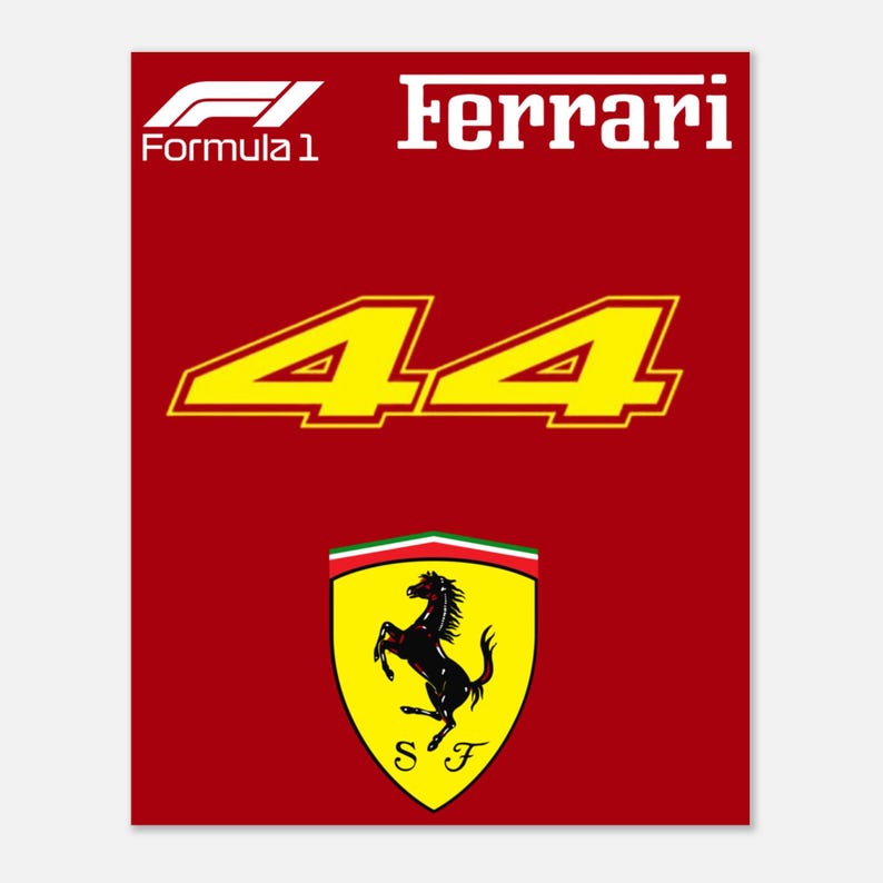Lewis Hamilton Ferrari F1 Poster - Stunning Design With 44 & Ferrari ...