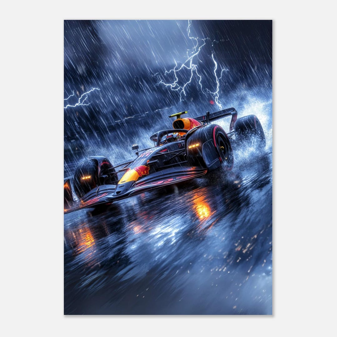Max Verstappen Style F1 Car Poster - Red Bull Racing Track Art ...