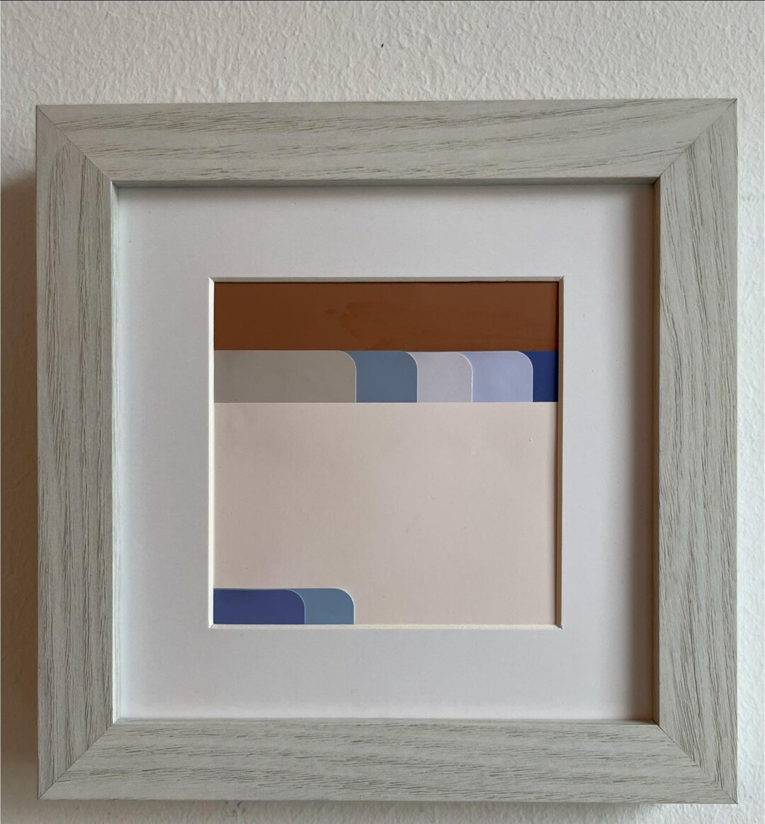Paper Collage, 15 X 15 Cm, With Frame, Passe-partout and Acrylic Glass ...