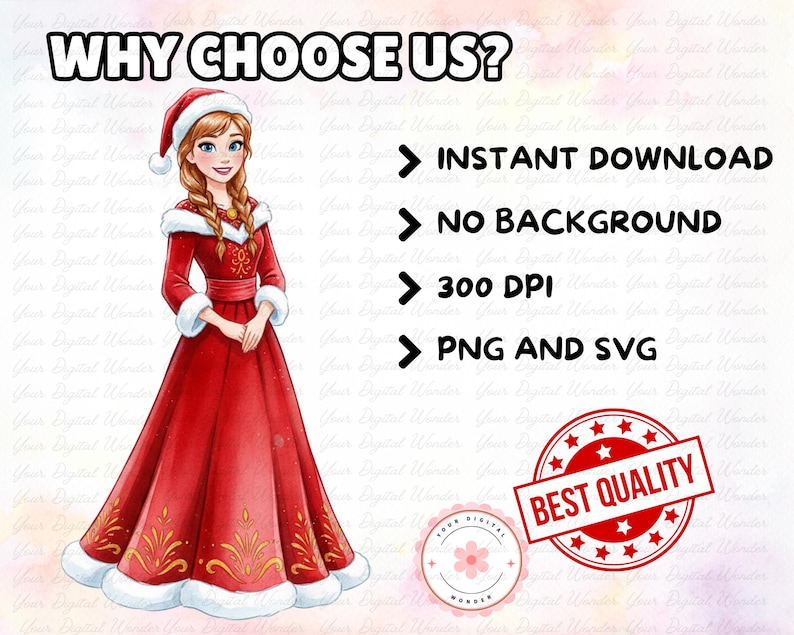 All Princess Png Bundle, Watercolor Christmas Princess Png Bundle ...