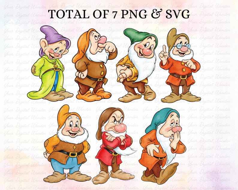 Snow White and Seven Dwarfs Png Clipart, Seven Dwarfs Watercolour ...