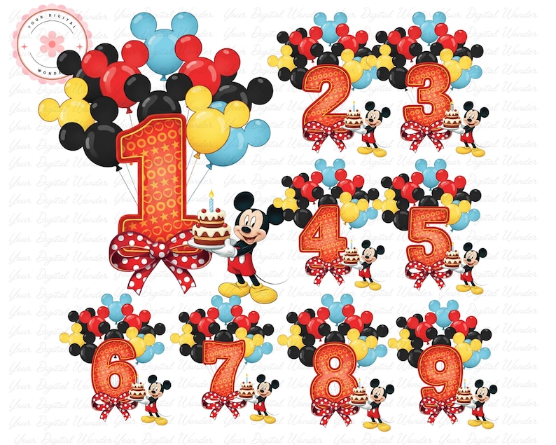 Happy Birthday Mickey Mouse Png, Birthday Numbers, Mickey Mouse Numbers ...