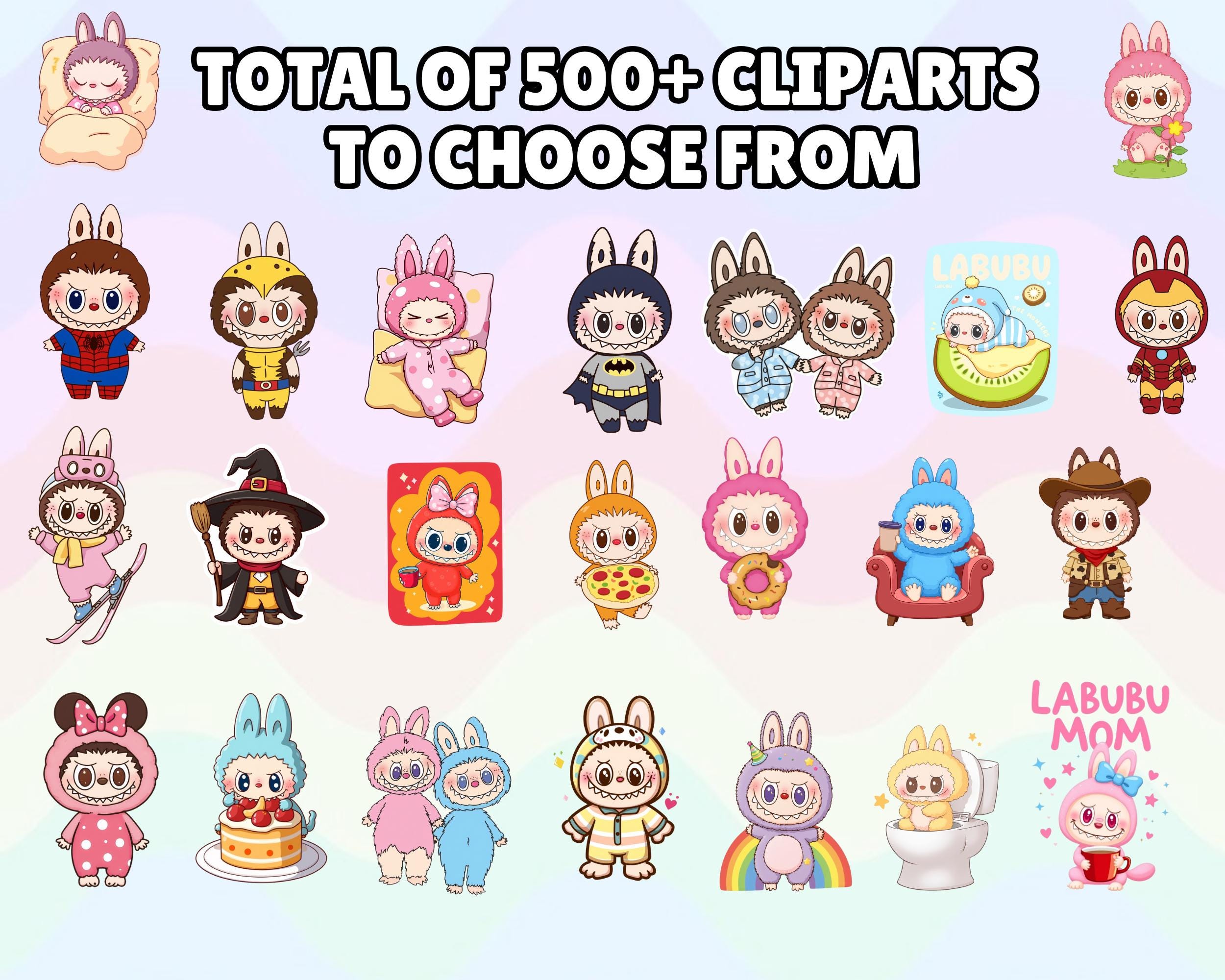 Más de 500 Labubu Clipart Mega Bundle, Labubu PNG Bundle, Labubu ...