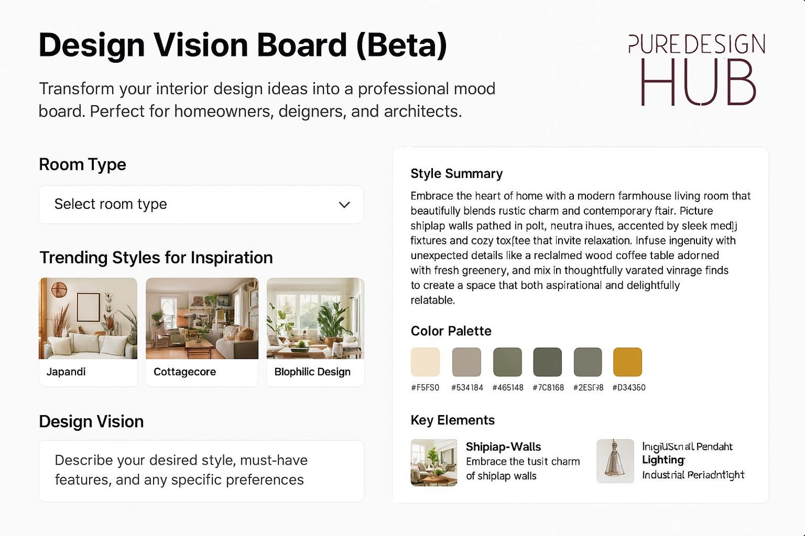 AI Mood Board Generator (beta) – Personalized Interior Design Tool ...
