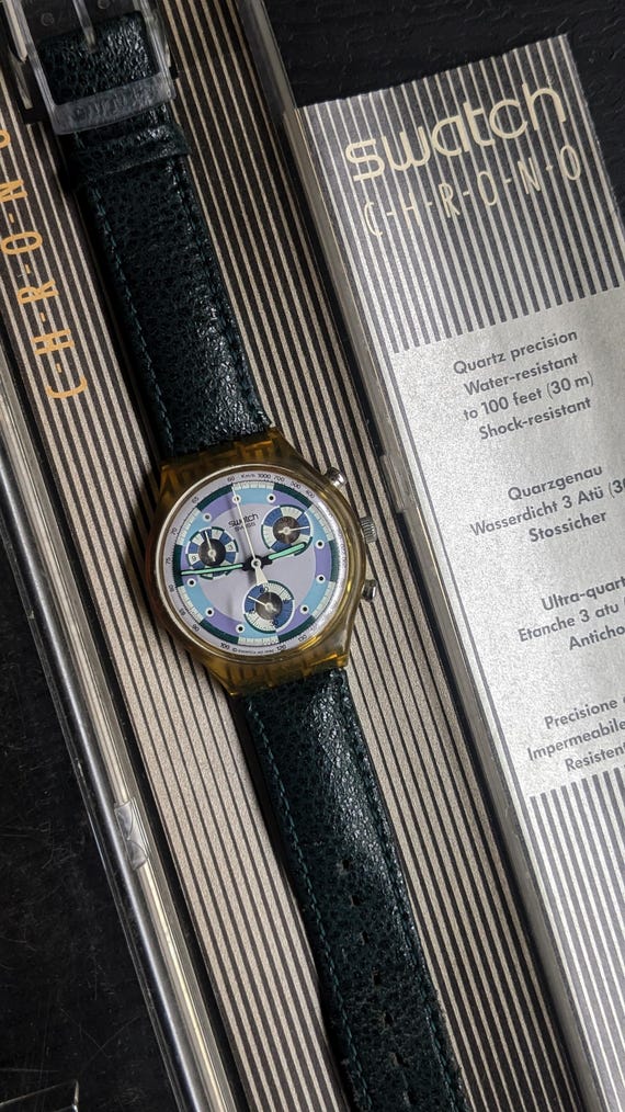 1993 Vintage NOS Swatch Chrono Watch 1993 GREENTIC Ra… - Gem