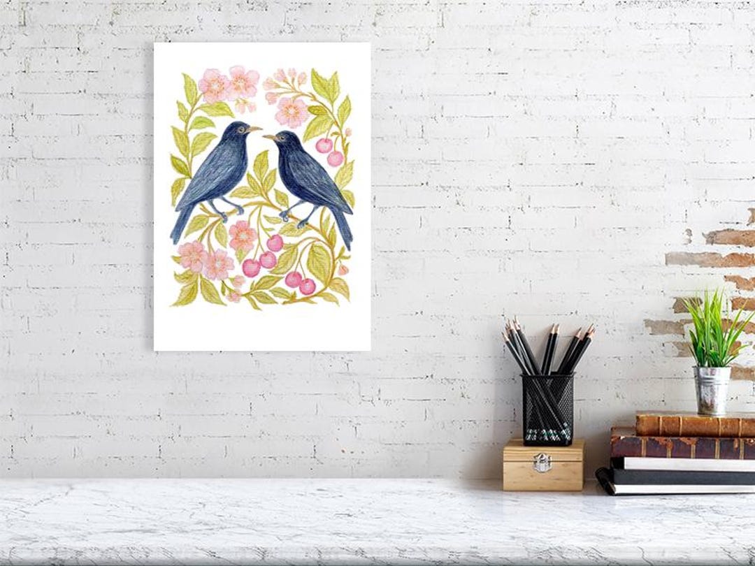Harmony Birds Art Print A3 – Botanical Bird Illustration – Vintage ...
