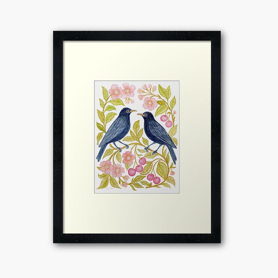 Harmony Birds. Original A4 Watercolor Painting – Botanical Art / Fine ...