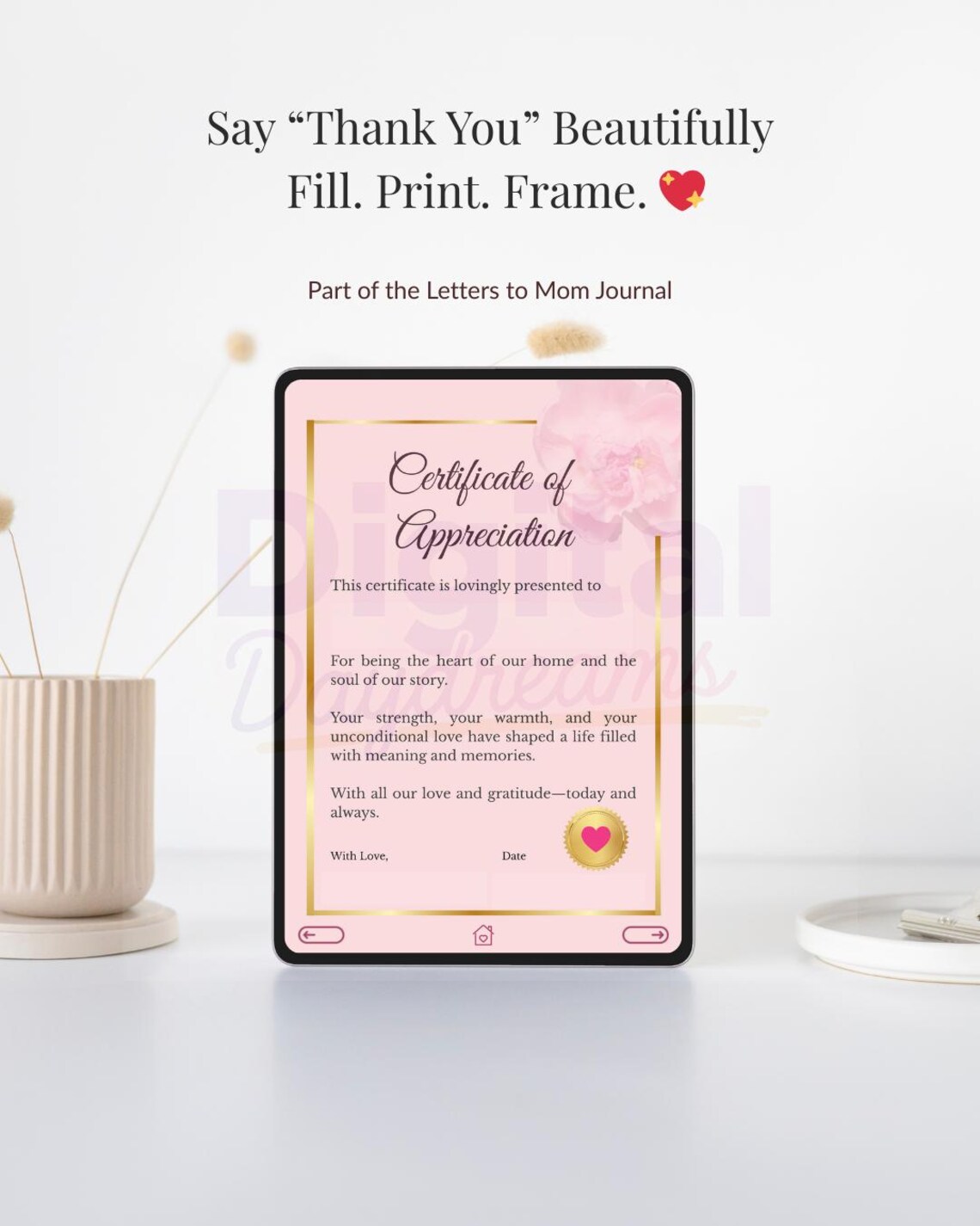 Letters to Mom – Fillable Digital Journal | Printable Mother's Day Gift ...