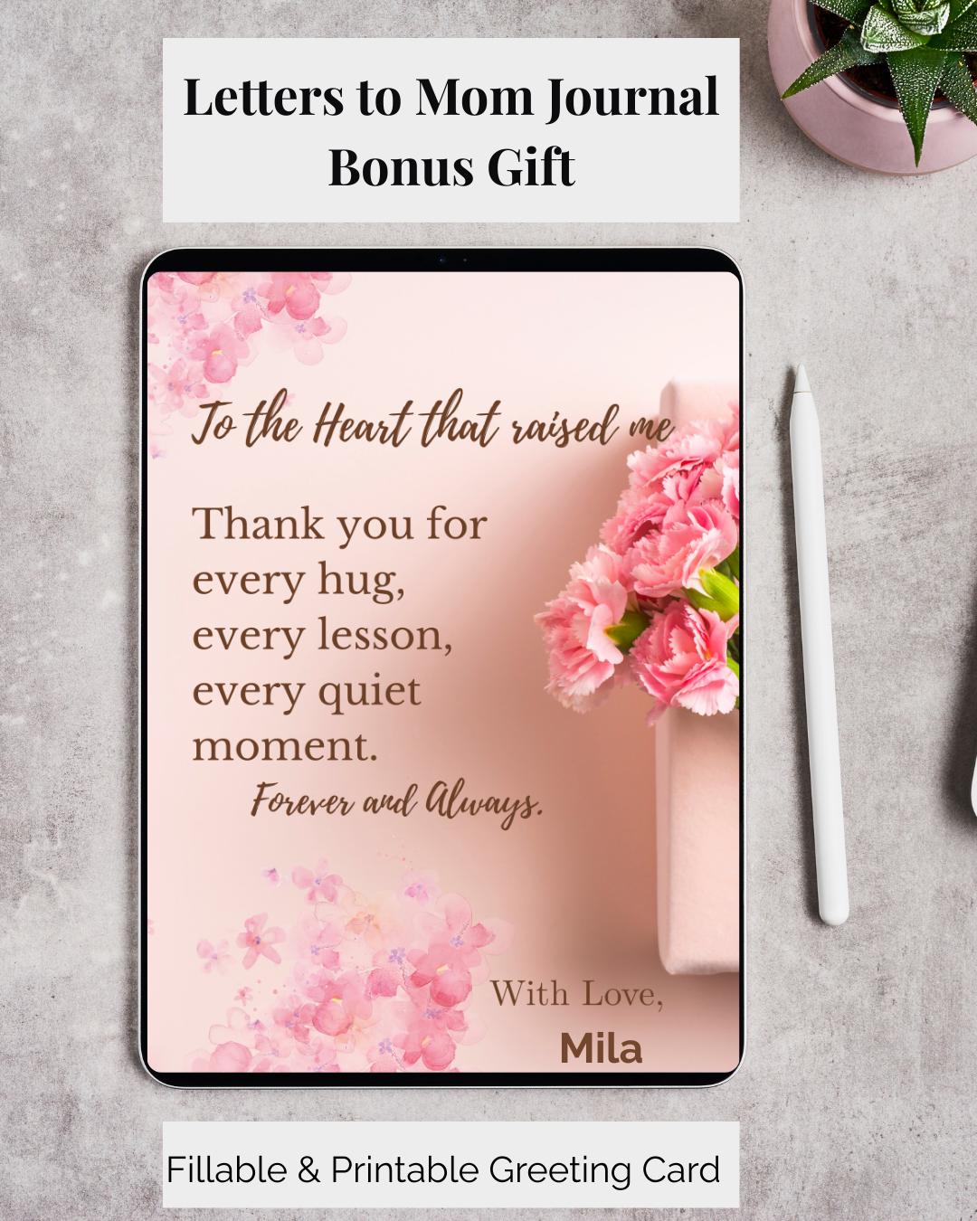 Letters to Mom – Fillable Digital Journal | Printable Mother's Day Gift ...