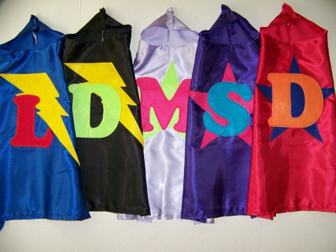 SUPERHERO POWER CAPES, Single-sided With Emblem and Initial - Etsy
