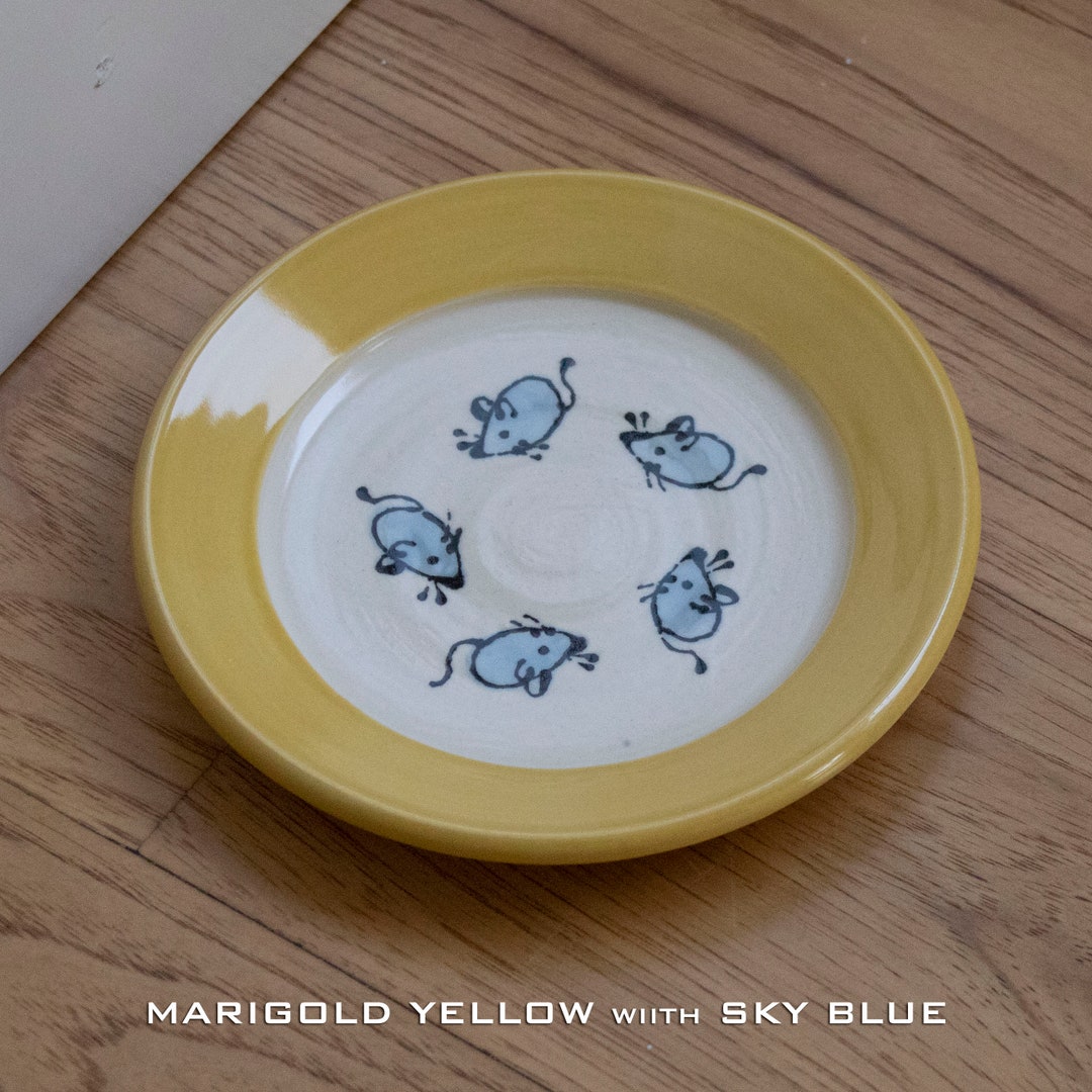 Cat Food Saucer / Small Small / for Moist Cat Food / Mouse Pattern ...