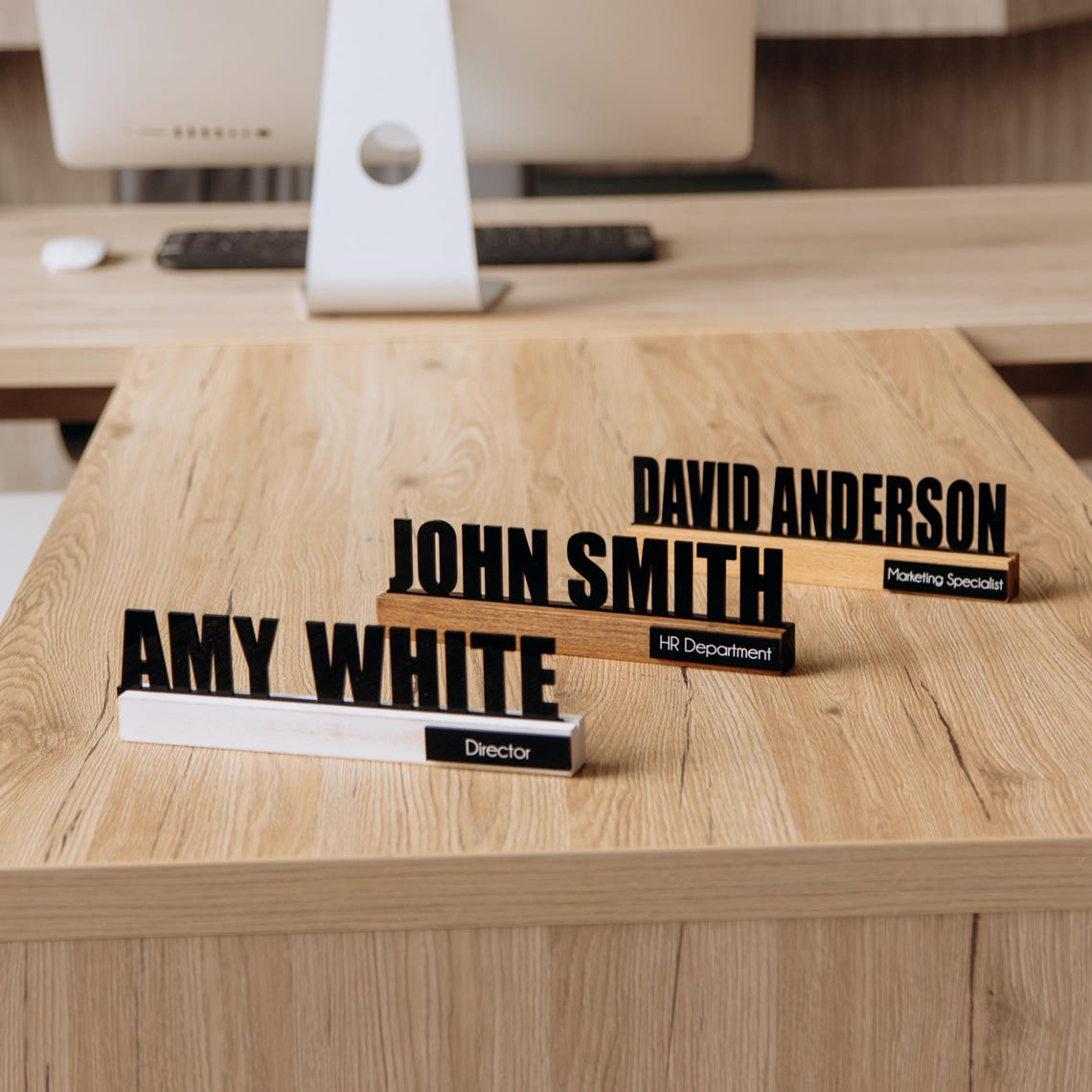 Office Desk Name Plates Personalized Corporate Gifts Custom Wood Name ...