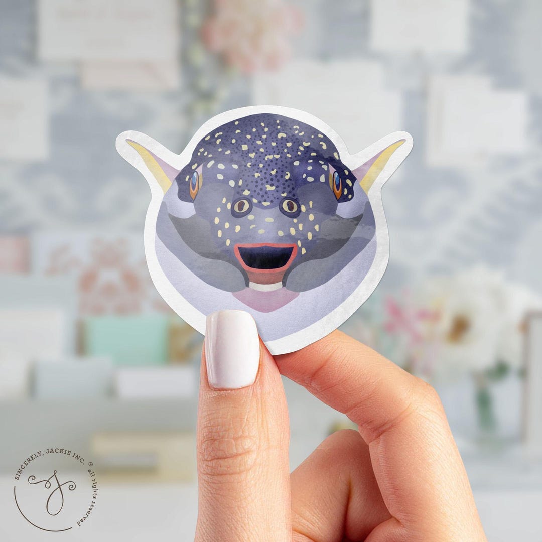 Puffer Fish Vinyl Sticker: Waterproof Laptop Decal, Ocean Creature - Etsy