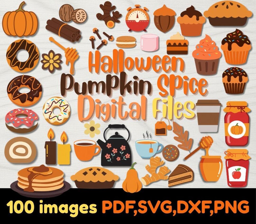 Pumpkin Spice Digital Files, SVG PNG DXF, Clipart, Cut Files, Cricut ...